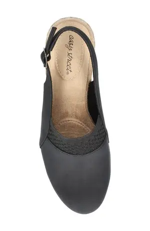 EASY WORKS BY EASY STREET Aloha Espadrille Wedge Slingback Pumps - Black