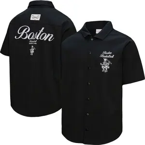 Mitchell & Ness Boston Celtics Hardwood Classics Camp Shirt - Black