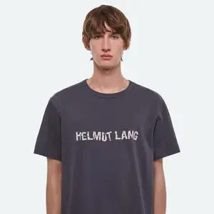 Helmut Lang Crumpled Logo Tee - Slate Blue