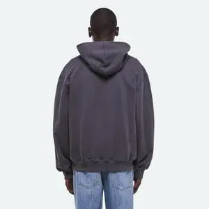 Helmut Lang Crumpled Logo Cotton Fleece Hoodie