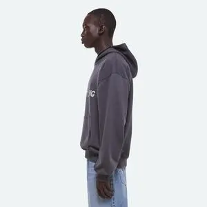 Helmut Lang Crumpled Logo Cotton Fleece Hoodie