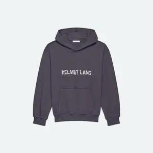 Helmut Lang Crumpled Logo Cotton Fleece Hoodie