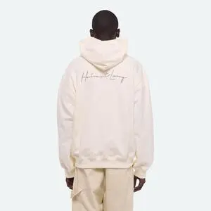 Helmut Lang Handwritten Logo Cotton Fleece Hoodie - Vintage White