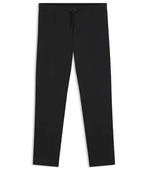 Hugo Performance-stretch Modern-fit Trousers In Ottoman Fabric - Black