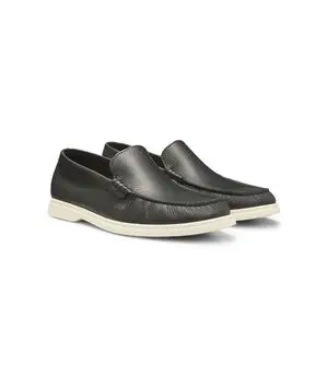 BOSS Grained Leather Loafers - Black