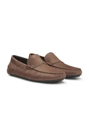 BOSS Nubuck Leather Driver-sole Loafers