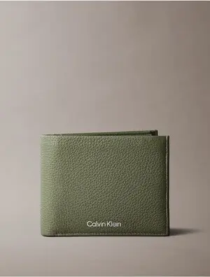 Calvin Klein Pebble Grain Leather Bifold Wallet With Coin Pouch - Deep Lichen Green