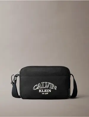 Calvin Klein Curved Logo Graphic Camera Bag - Black
