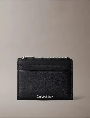 Calvin Klein Pebble Grain Leather Card Case - Black