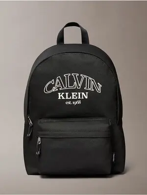 Calvin Klein Curved Logo Graphic Round Backpack - Black