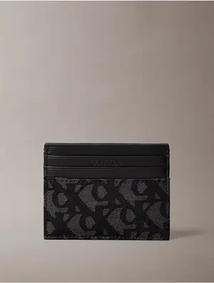 Calvin Klein Allover Monogram Card Case - Black Aop