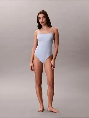 Calvin Klein Monologo Swim One Piece - Breezy Blue