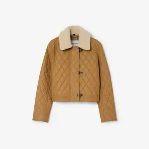 Burberry Shearling Collar Quilted Cotton Jacket