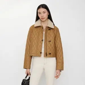 Burberry Shearling Collar Quilted Cotton Jacket