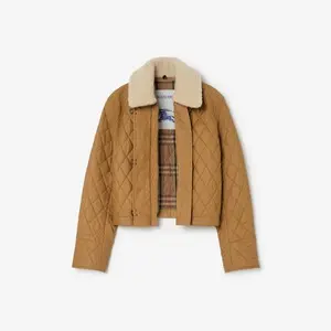 Burberry Shearling Collar Quilted Cotton Jacket