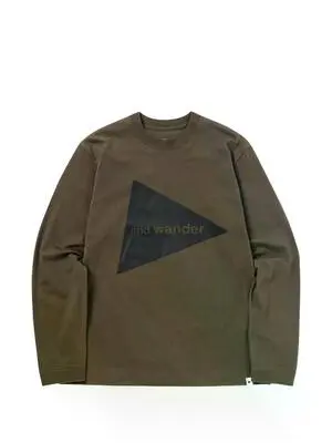 AND WANDER Logo Long-sleeve T-shirt - Brown