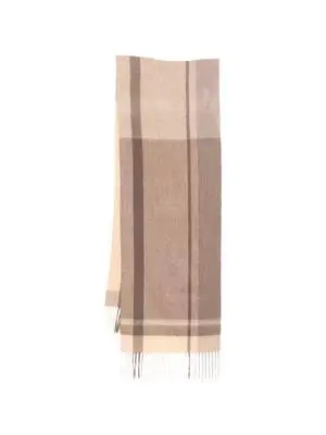 N.peal Checked Cashmere Scarf - Neutrals
