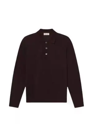 FRAME Long-sleeved Piqué Polo Shirt - Red