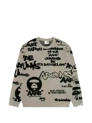 AAPE BY *A BATHING APE Logo Crew-neck Sweater - Neutrals