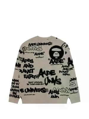 AAPE BY *A BATHING APE Logo Crew-neck Sweater - Neutrals