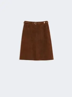 Max Mara Suede A-line Midi Skirt - Chocolate