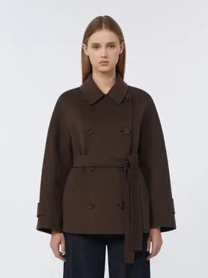 Max Mara Pure Wool Cropped Coat - Chocolate