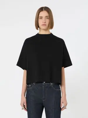 Max Mara Cotton T-shirt With Ribbed Crater Neck