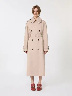 Max Mara Long Water-repellent Twill Trench Coat