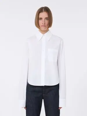 Max Mara Cotton Cropped Shirt With Pleated Back