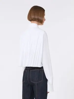 Max Mara Cotton Cropped Shirt With Pleated Back
