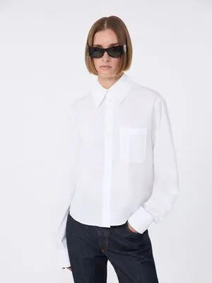 Max Mara Cotton Cropped Shirt With Pleated Back