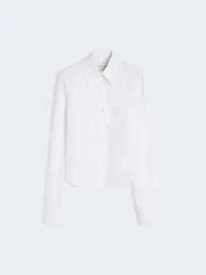 Max Mara Cotton Cropped Shirt With Pleated Back