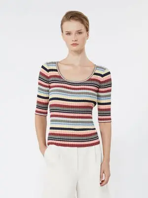 Max Mara Stretch Viscose Ribbed Knit Jumper