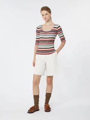 Max Mara Stretch Viscose Ribbed Knit Jumper
