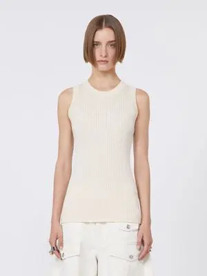 Max Mara Cotton Rib-knit Tank Top - Ecru