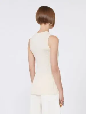 Max Mara Cotton Rib-knit Tank Top - Ecru