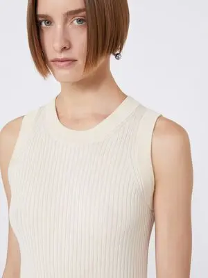 Max Mara Cotton Rib-knit Tank Top - Ecru
