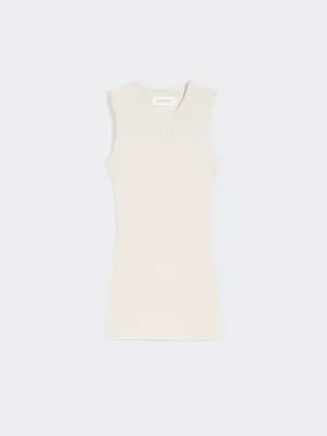 Max Mara Cotton Rib-knit Tank Top - Ecru