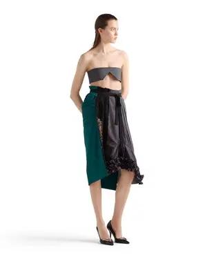 Prada Technical Taffeta Patchwork Skirt - Grey
