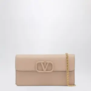 Valentino Garavani Vlogo Leather Wallet With Chain - Pink