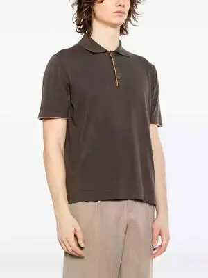 Canali Knitted Polo Shirt - Brown