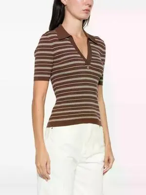 Sandro Striped V-neck Polo Sweater