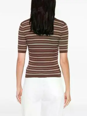 Sandro Striped V-neck Polo Sweater