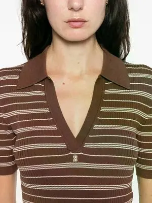 Sandro Striped V-neck Polo Sweater