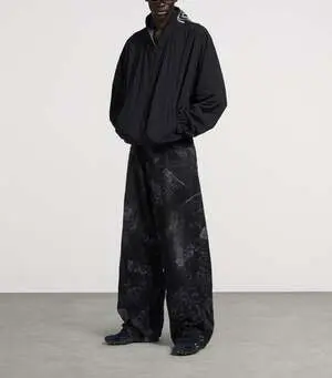 Balenciaga Washed Crayon Wide-leg Jeans - Black