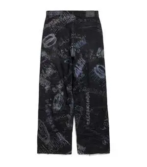 Balenciaga Washed Crayon Wide-leg Jeans - Black