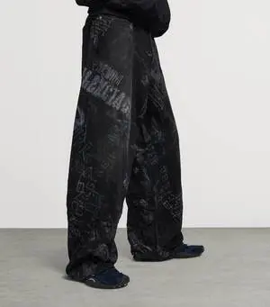 Balenciaga Washed Crayon Wide-leg Jeans - Black