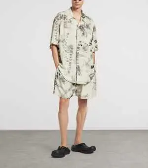 Balenciaga Oversized Washed Crayon Short-sleeve Shirt - Grey