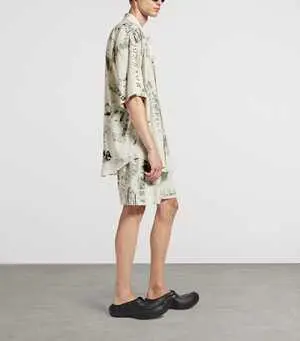 Balenciaga Oversized Washed Crayon Short-sleeve Shirt - Grey