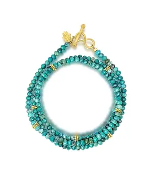 KARMA AND LUCK Serene Mindset Turquoise Infinity Wrap Bracelet - Turquoise/gold
